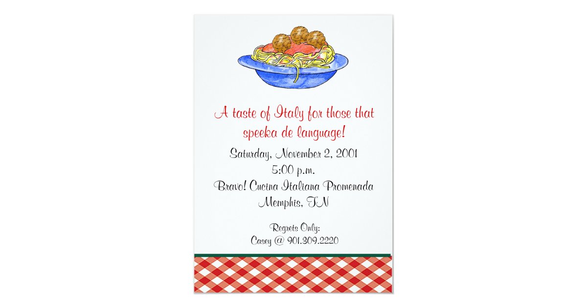 Spaghetti Dinner Invitation | Zazzle.co.uk
