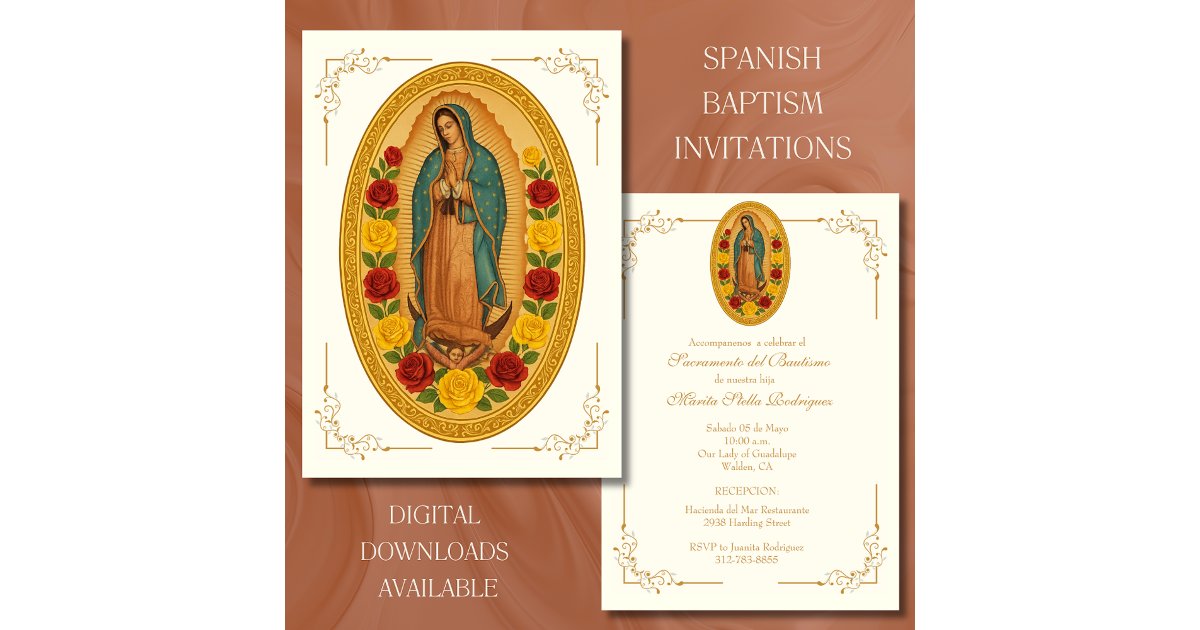 SPANISH BAPTISM GUADALUPE CHRISTENING INVITATION | Zazzle