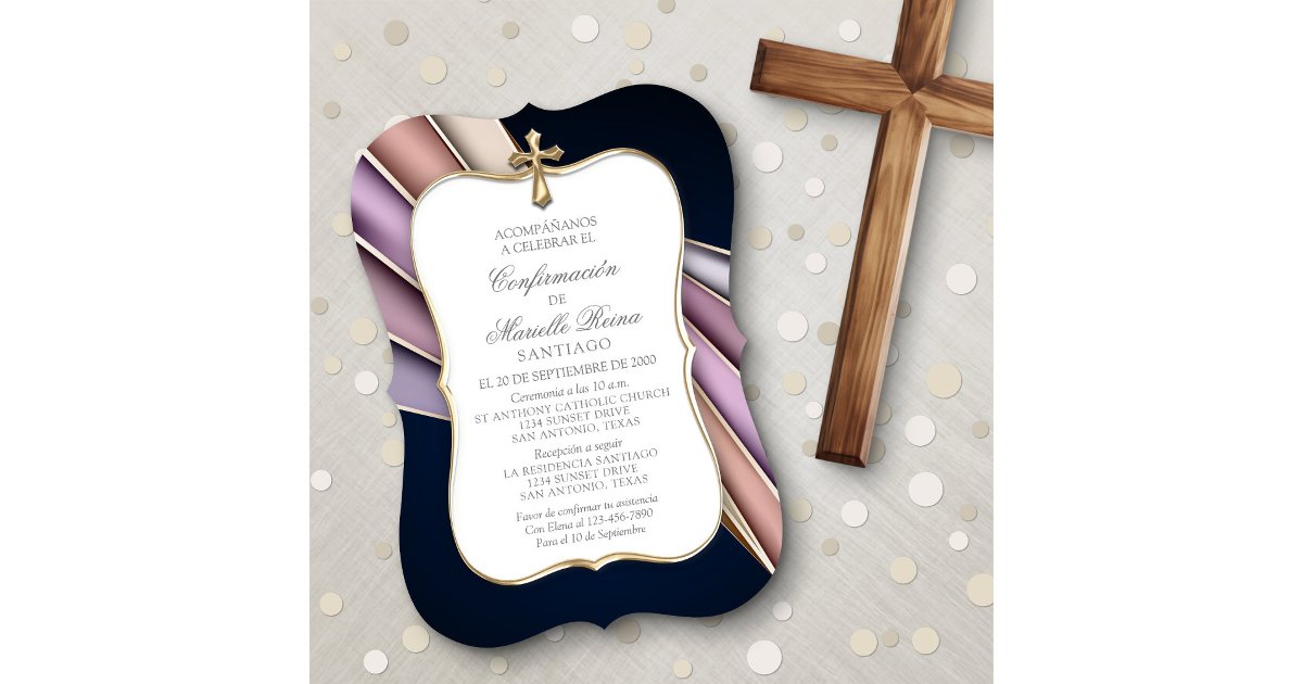 Spanish Confirmation Girls' Invitation | Zazzle