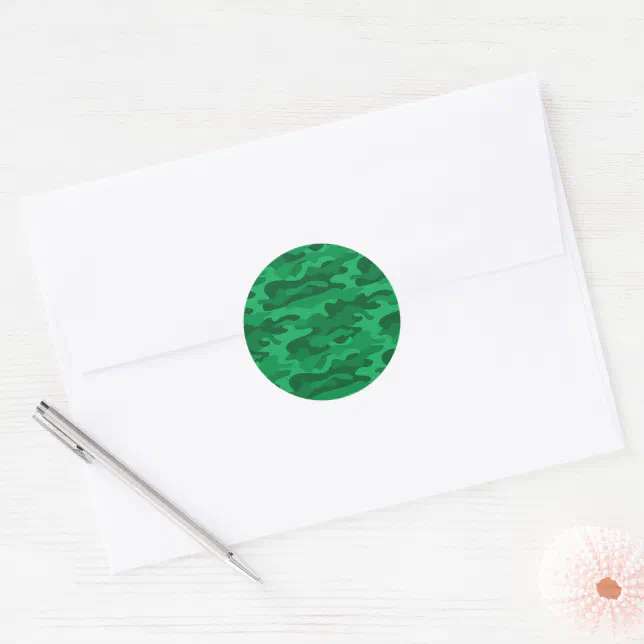 Spanish Green Monocolor Camo Classic Round Sticker | Zazzle