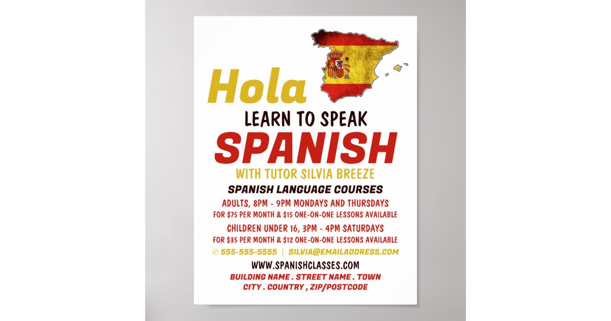 Spanish Hola, Spanish Language Course Poster | Zazzle