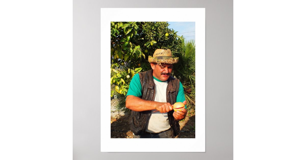 Spanish man with a grapefruit poster | Zazzle
