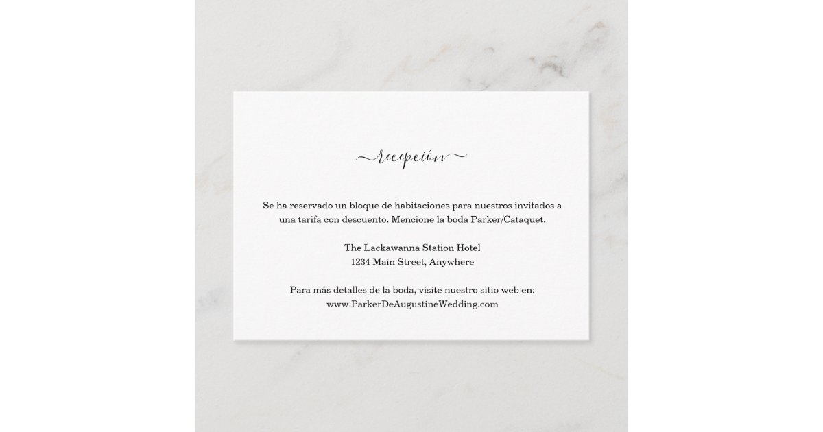 Spanish Reception Information Enclosure Card | Zazzle