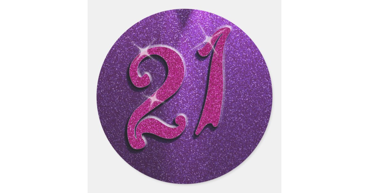 Sparkle 21st Pink and Purple Birthday Stickers | Zazzle.co.uk