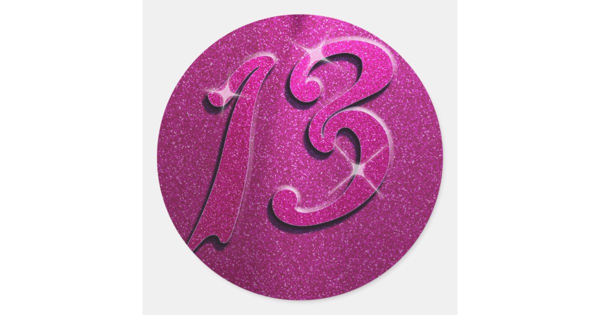 Sparkle Pink 13th Birthday Party Stickers | Zazzle