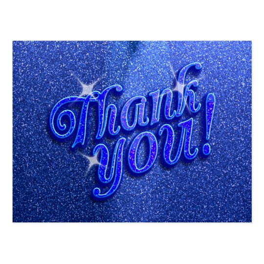Sparkly Blue Thank You Postcard | Zazzle.co.uk