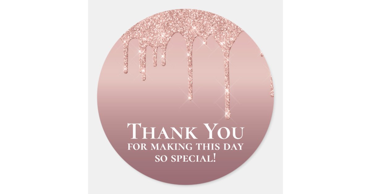 Sparkly Glitter Pink Thank You Favour Classic Round Sticker | Zazzle
