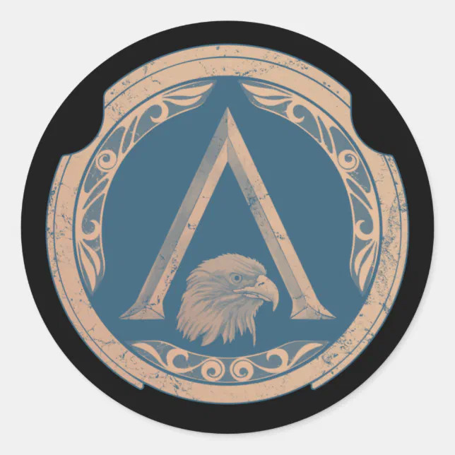 Spartan Eagle Greek Shield Classic Round Sticker | Zazzle