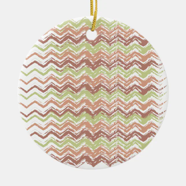 Spice Scribble Chevron ZigZag Ceramic Tree Decoration | Zazzle