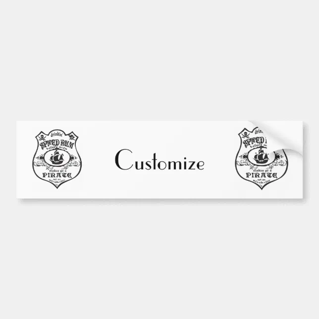 Spiced Rum Pirate Drink Thunder_Cove Bumper Sticker | Zazzle
