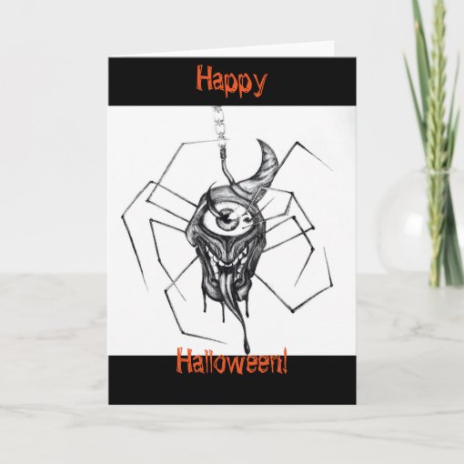 Spider drawing Halloween card | Zazzle