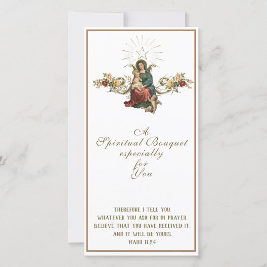 Spiritual Bouquet Catholic Prayer Mary Jesus Holiday Card | Zazzle.co.uk