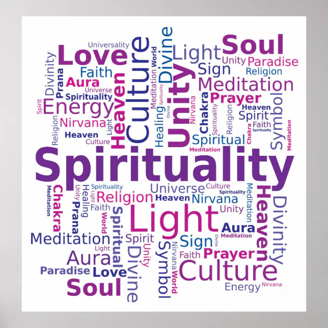 Spirituality Word Cloud Pink Purple Colors Poster | Zazzle