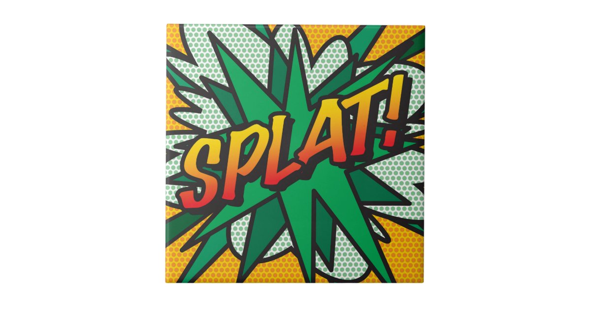 SPLAT Fun Retro Comic Book Pop Art Tile | Zazzle