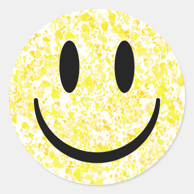 Splattered Smile Face Classic Round Sticker | Zazzle
