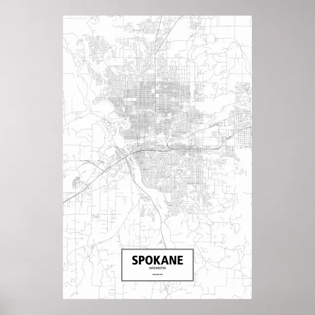 Spokane, Washington (black on white) Poster | Zazzle