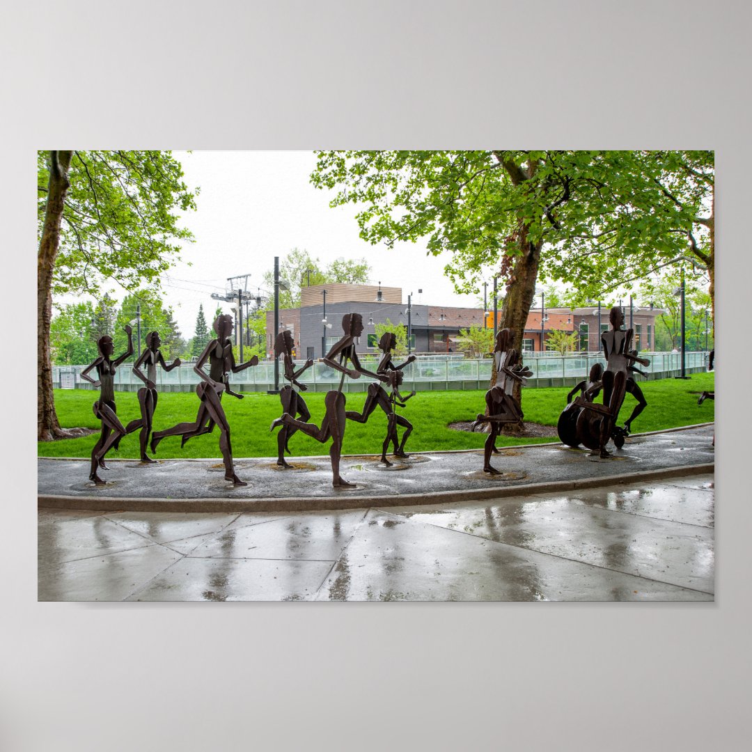 Spokane Washington Bloomsday Sculpture Runners Poster | Zazzle