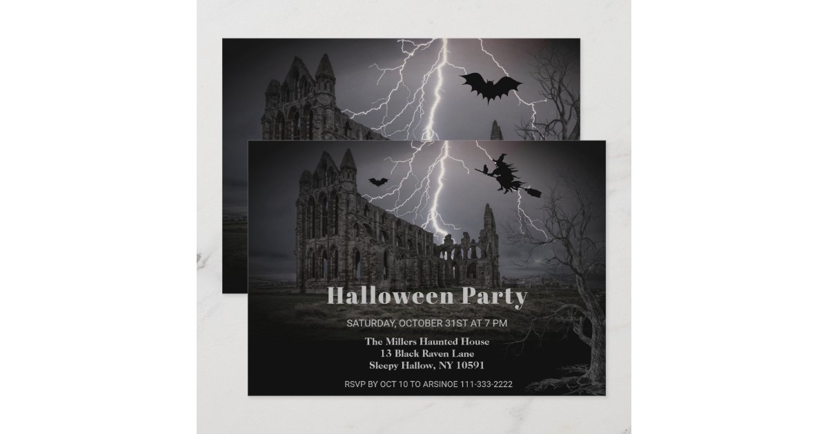 Spooky Old Ruins Halloween Party Invitation | Zazzle