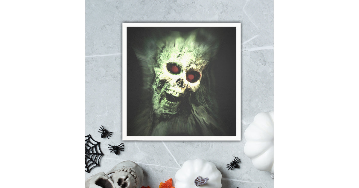 Spooky Screaming Skull Halloween Napkin | Zazzle