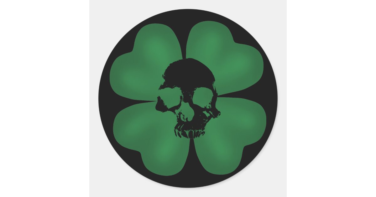 Spooky skull shamrock classic round sticker | Zazzle