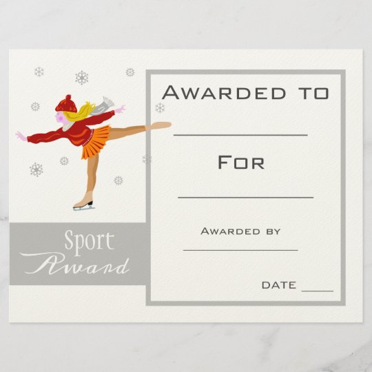 Sport ice-skating certificate award | Zazzle.co.uk
