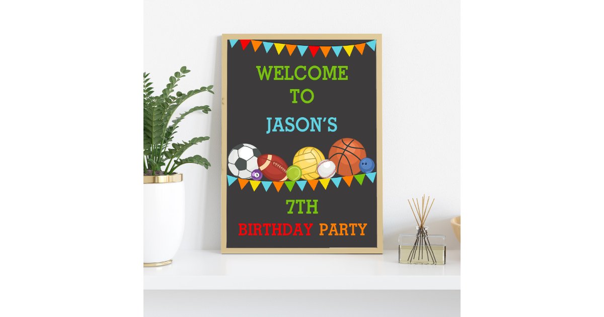 Sports Birthday Party Welcome Sign | Zazzle