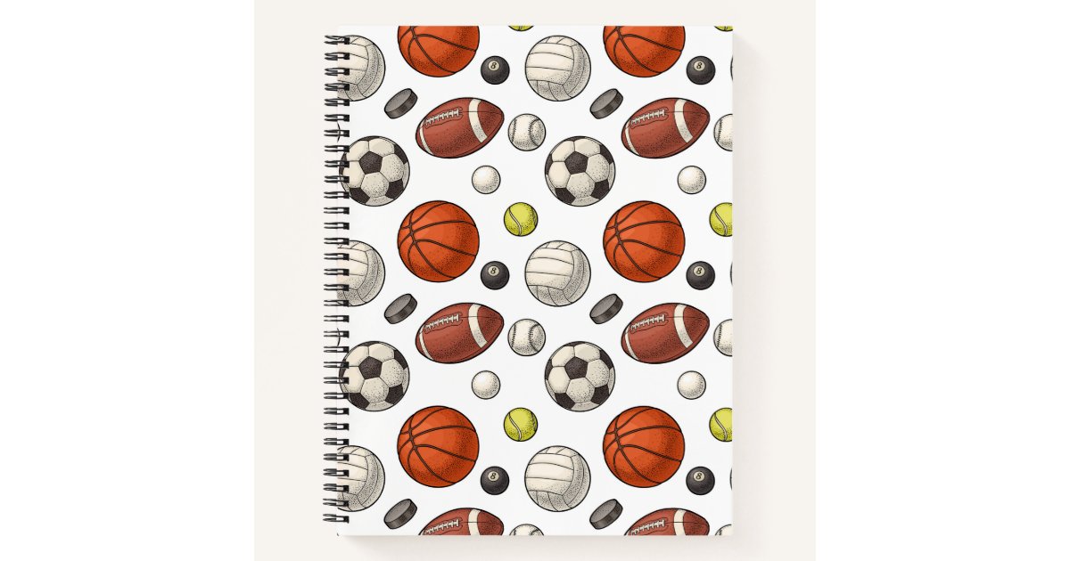 Sports Equipment Pattern Notebook | Zazzle