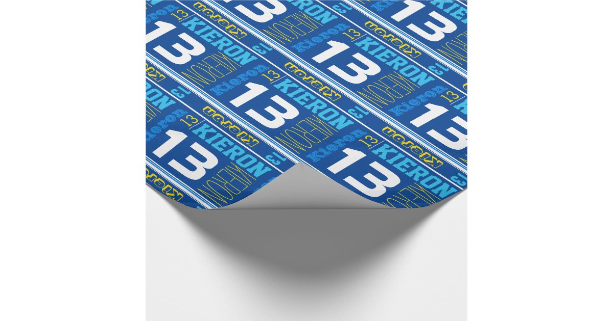 Sporty personalised name 13th birthday kids wrap wrapping paper | Zazzle