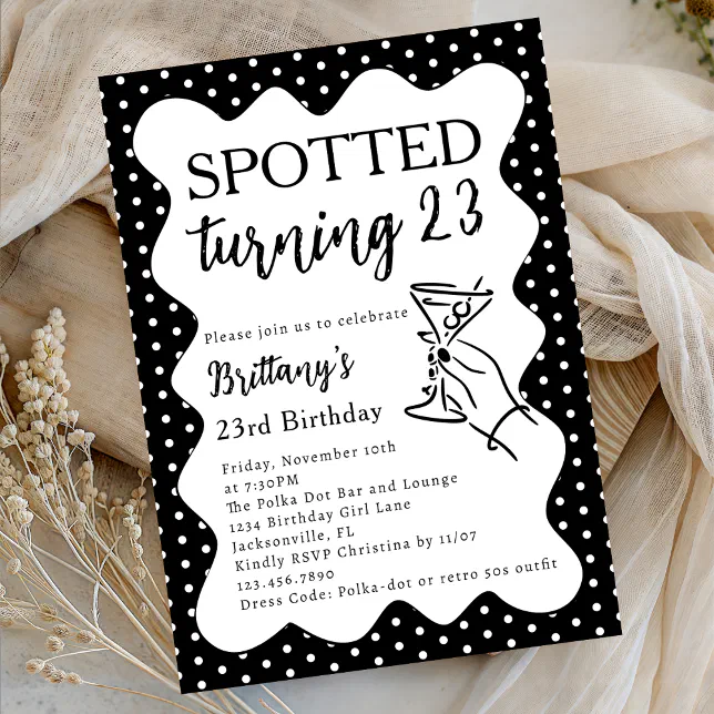 Spotted Turning 23 Polka Dot 23rd Birthday Party Invitation | Zazzle