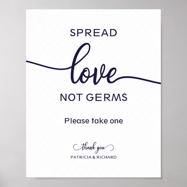 Spread Love Not Germs Hand Sanitizer Favours Sign | Zazzle