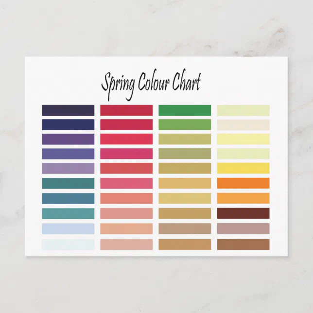 Spring Colour Chart Postcard | Zazzle