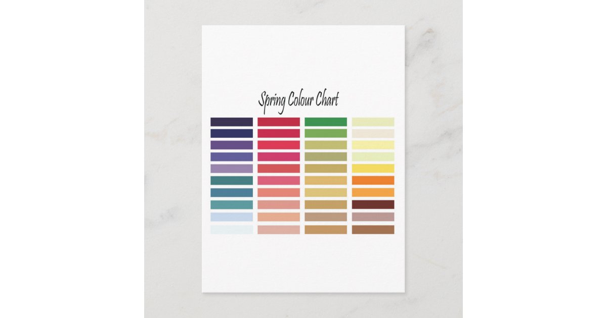 Spring Colour Chart Postcard | Zazzle