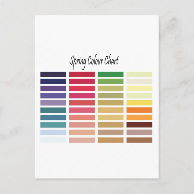 Spring Colour Chart Postcard | Zazzle