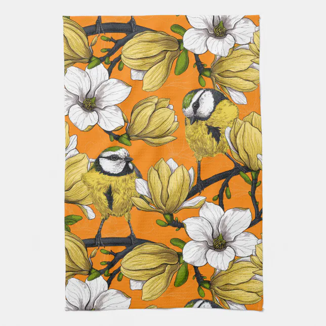 Spring time in yellow tea towel | Zazzle