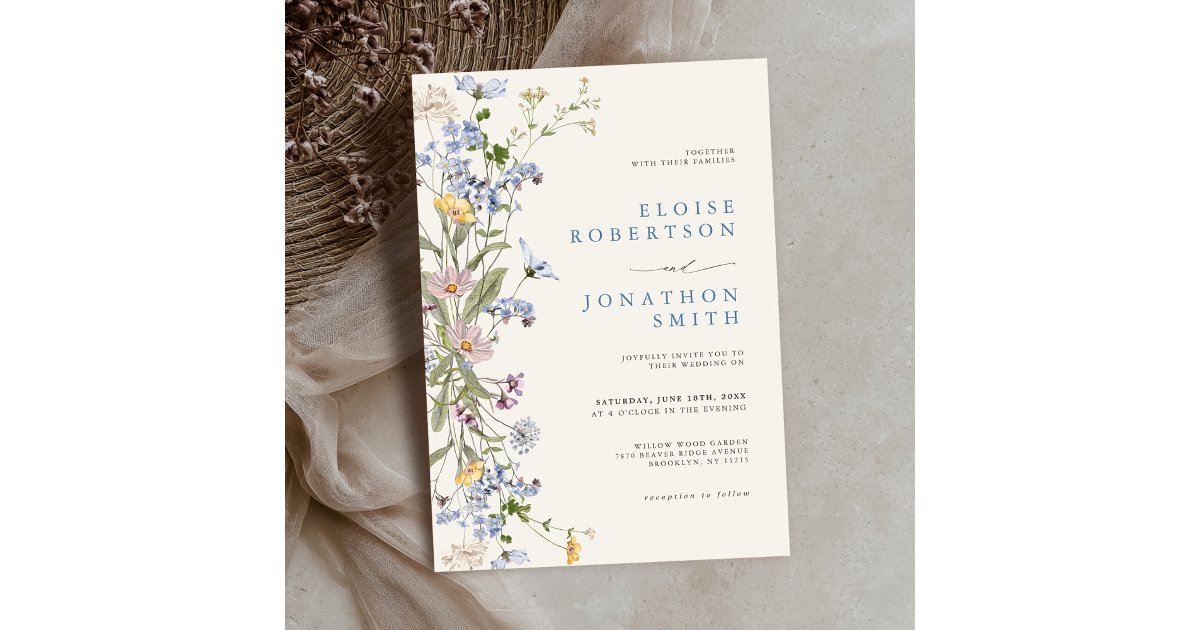 Spring Wildflower Meadow Garden Wedding Invitation | Zazzle