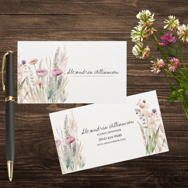Spring Wildflowers Double Sided Business Card | Zazzle