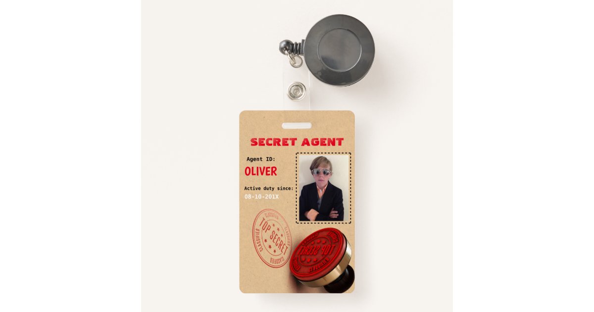 Spy Party Secret Agent Badge ID Badge | Zazzle