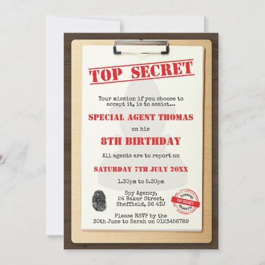 Spy themed birthday party invitation | Zazzle.co.uk