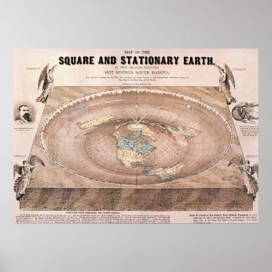 "Square and Stationary" Flat Earth Map Poster | Zazzle.co.uk