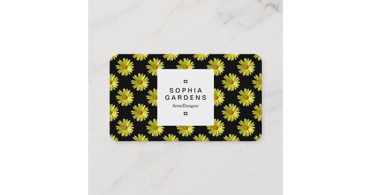 Square Label 03a - Daisy Pattern Business Card | Zazzle