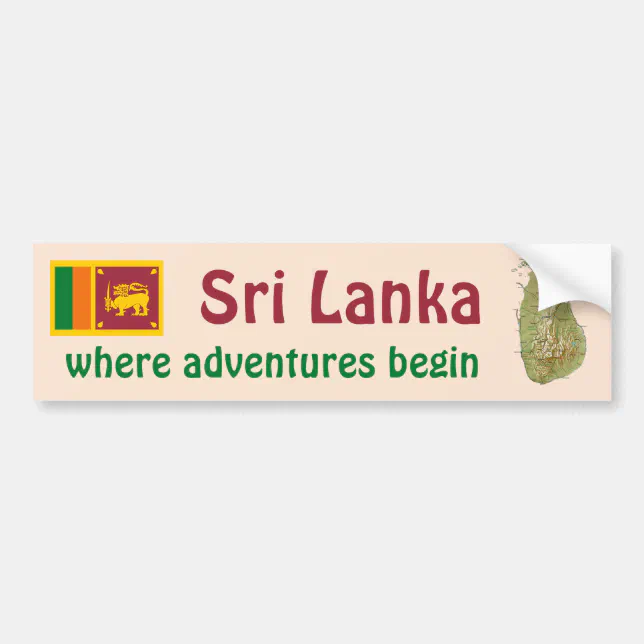 Sri Lanka Flag + Map Bumper Sticker | Zazzle