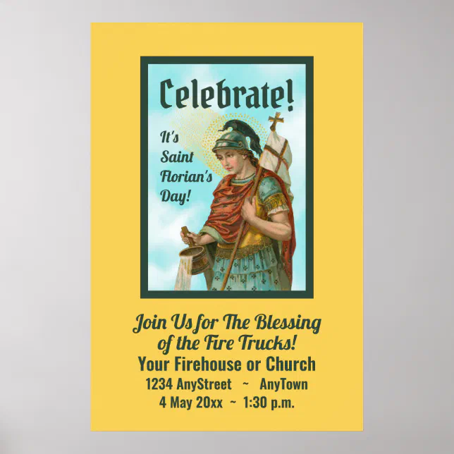St. Florian with Bucket (Clear Skies; M 019) Poster | Zazzle