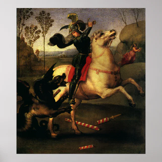 St. George Fighting the Dragon by Raphael Sanzio Poster | Zazzle