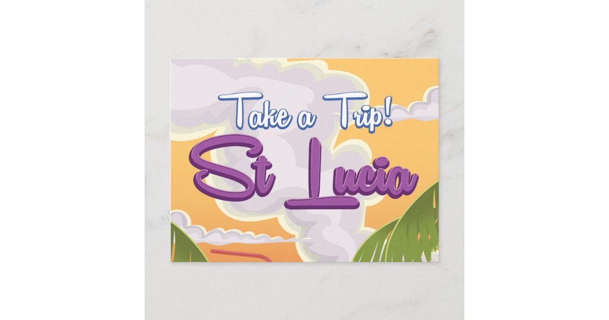 St Lucia Cartoon travel poster. Postcard | Zazzle