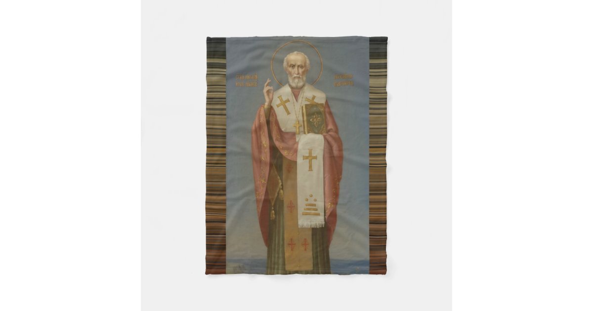 St. Nicholas of Myra Bishop Fleece Blanket | Zazzle
