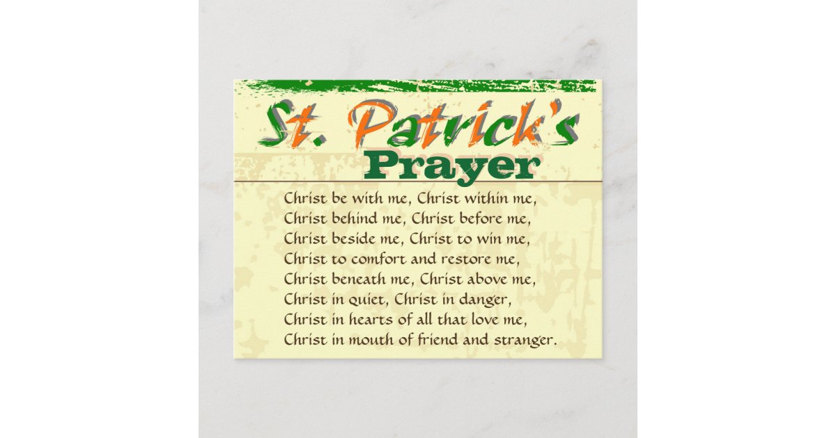 St. Patrick's Prayer, Christ Within Me Postcard | Zazzle