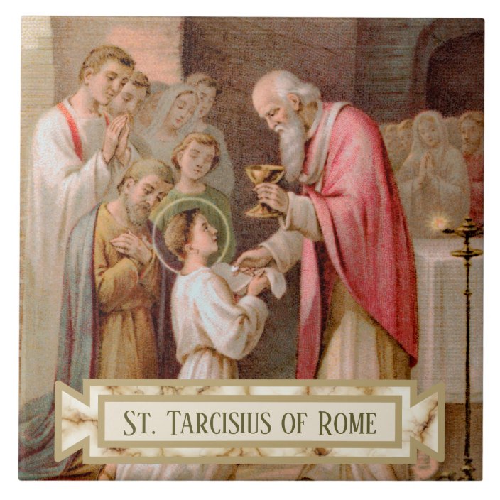 St. Tarcisius Receiving the Eucharist (BL 02) Tile | Zazzle.co.uk