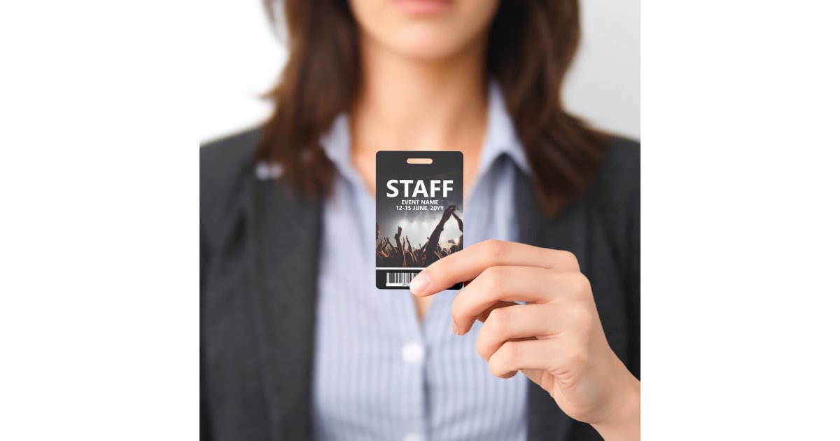 Staff Badge With Barcode Custom Event Access Pass ID Badge | Zazzle