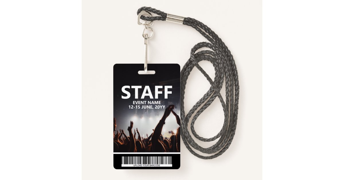 Staff Badge With Barcode Custom Event Access Pass ID Badge | Zazzle