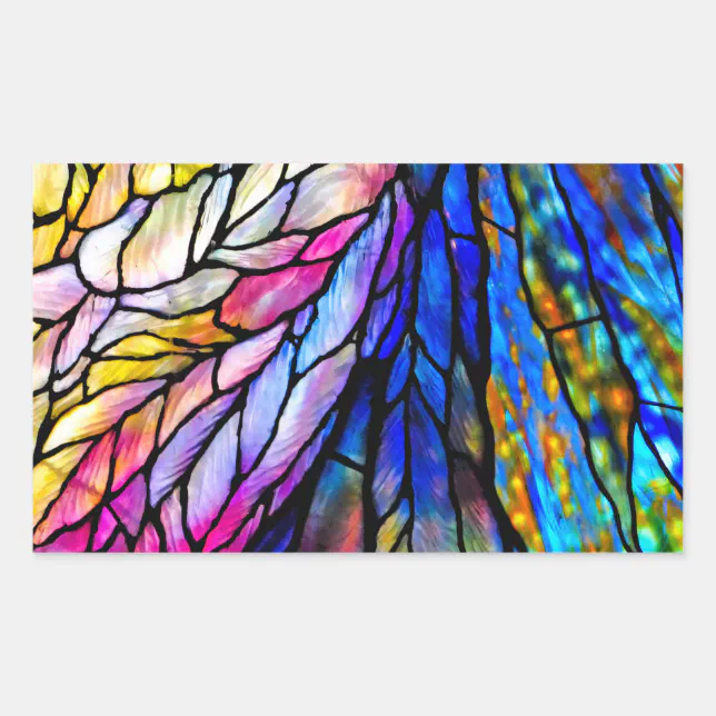Stained Glass, Tiffany - Style, Rectangular Sticker | Zazzle